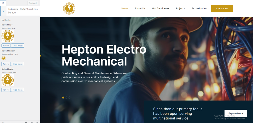 Theme options | Hepton